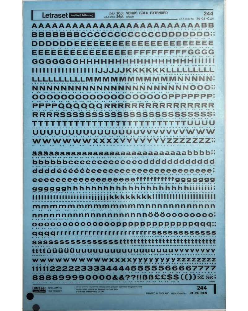 Letraset 244 - VENUS BOLD EXTENDED 20/24pt