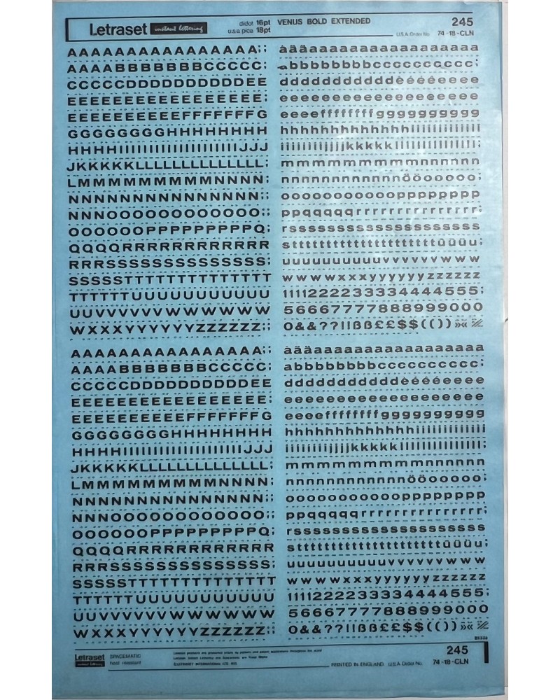 Letraset 245 - VENUS BOLD EXTENDED 16/18pt
