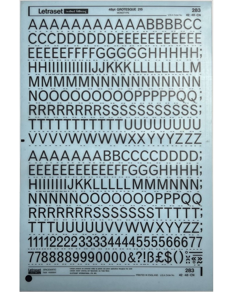 Letraset 283 - GROTESQUE 215 -48pt