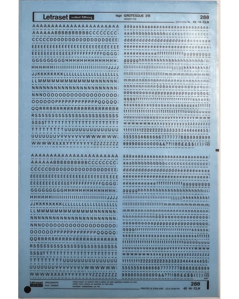 Letraset 288 - GROTESQUE 215 -14pt
