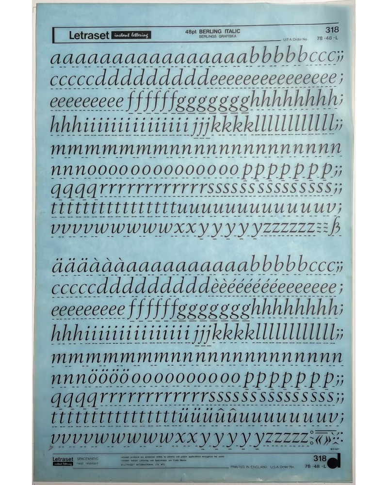 Letraset 318 - BERLING ITALIC -48pt