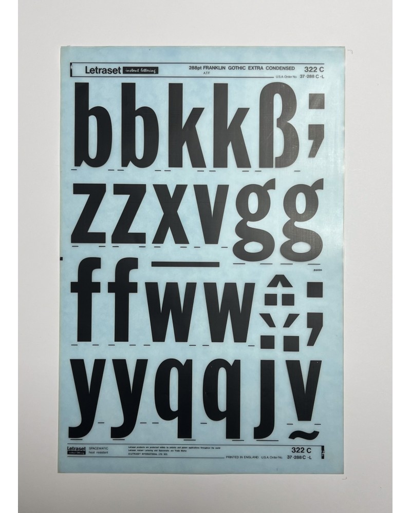 Letraset 322C - FRANKLIN GOTHIC EXTRA CONDENSED -288pt