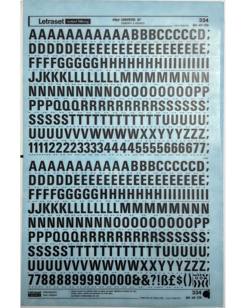 Letraset 334 - UNIVERS 67 -48pt