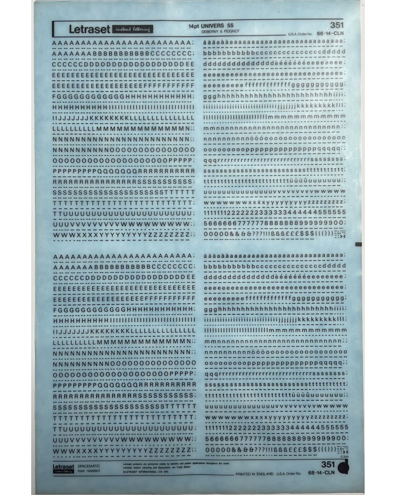 Letraset 351 - UNIVERS 55 -14pt