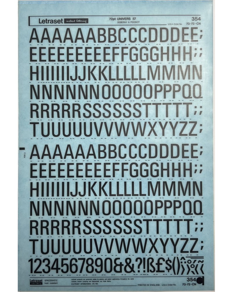 Letraset 354 - UNIVERS 57 -72pt