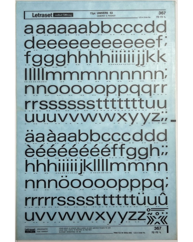 Letraset 367 - UNIVERS 53 -72pt