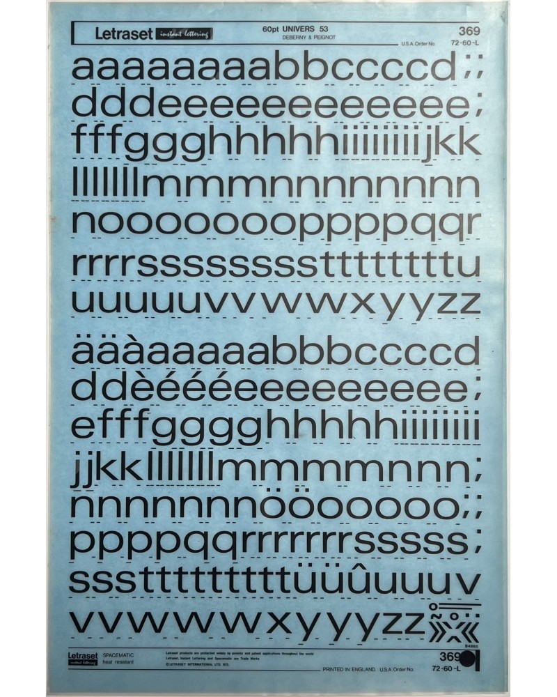 Letraset 369 - UNIVERS 53 -60pt