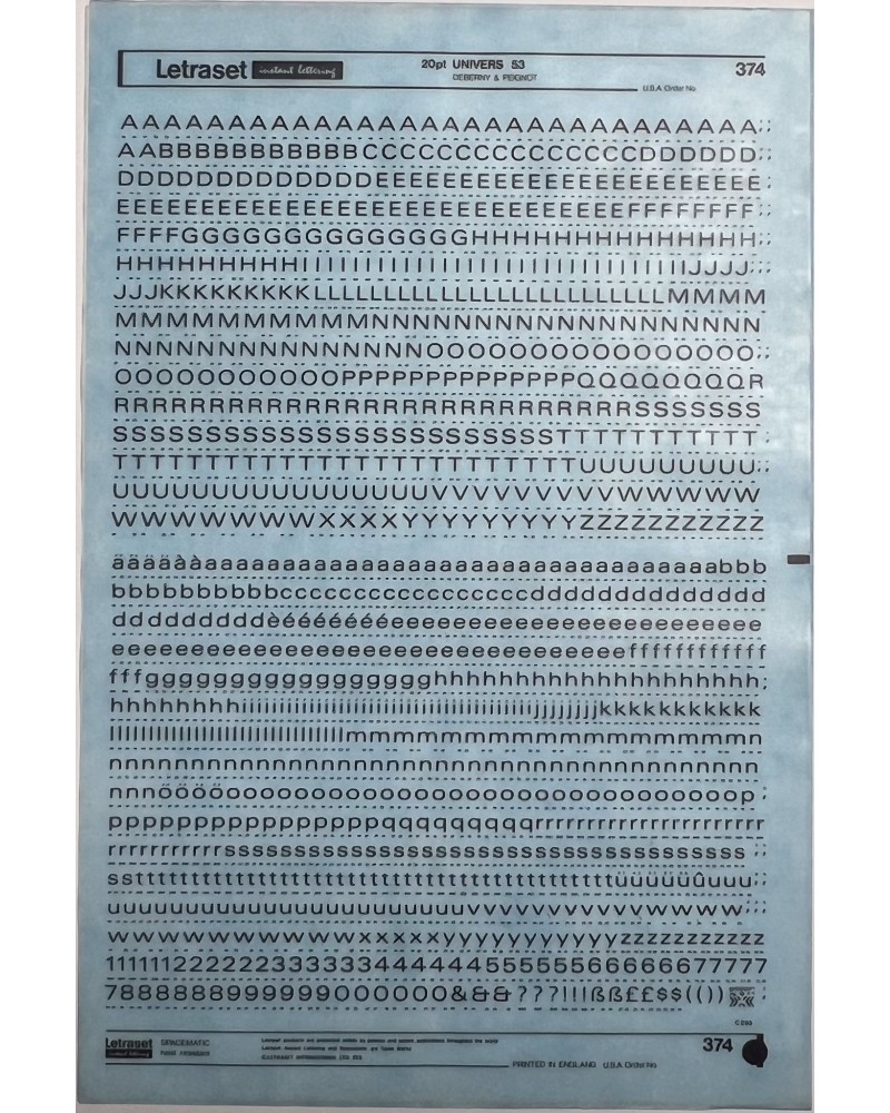 Letraset 374 - UNIVERS 53 -20pt