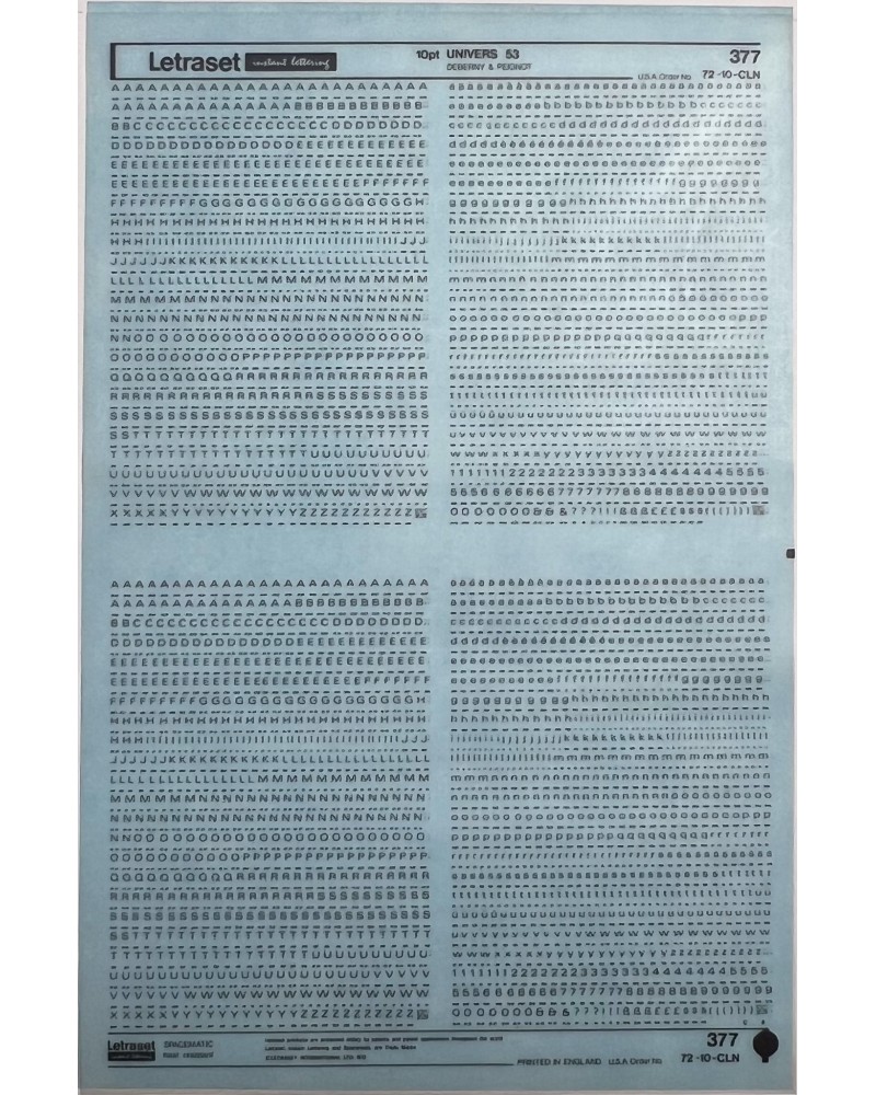 Letraset 377 - UNIVERS 53 -10pt
