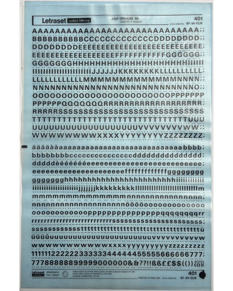 Letraset 401 - UNIVERS 65 - 24pt