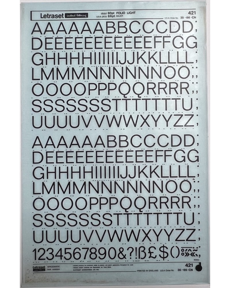 Letraset 421 - FOLIO LIGHT - 60pt