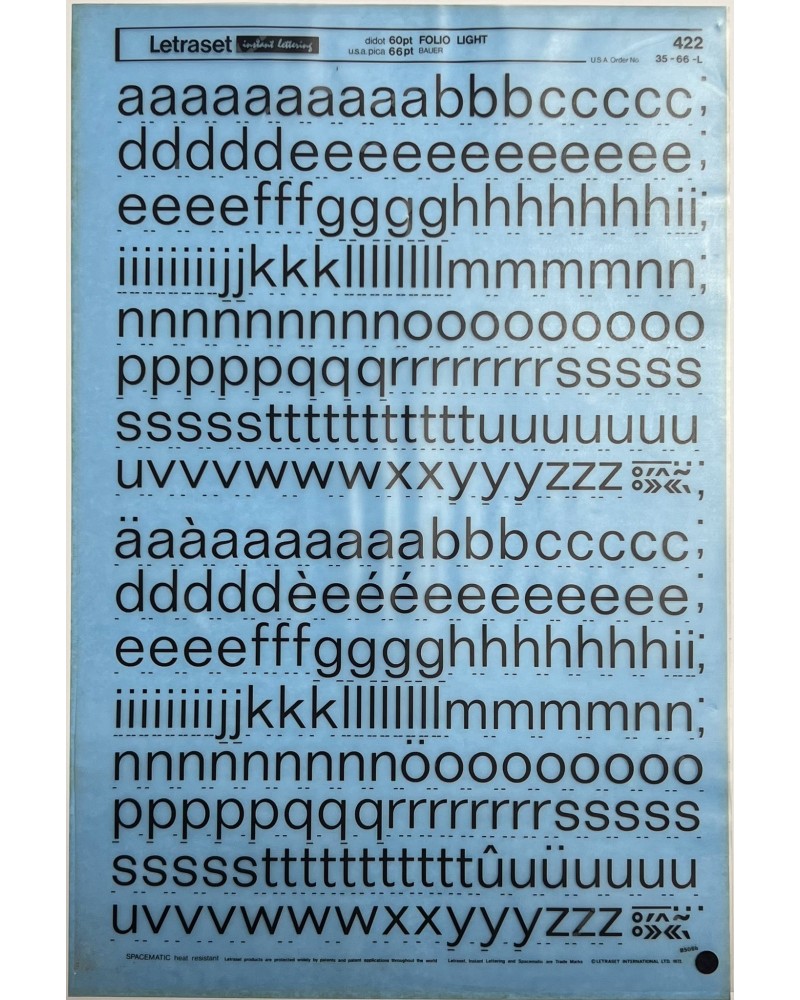 Letraset 422 - FOLIO LIGHT - 60/66pt