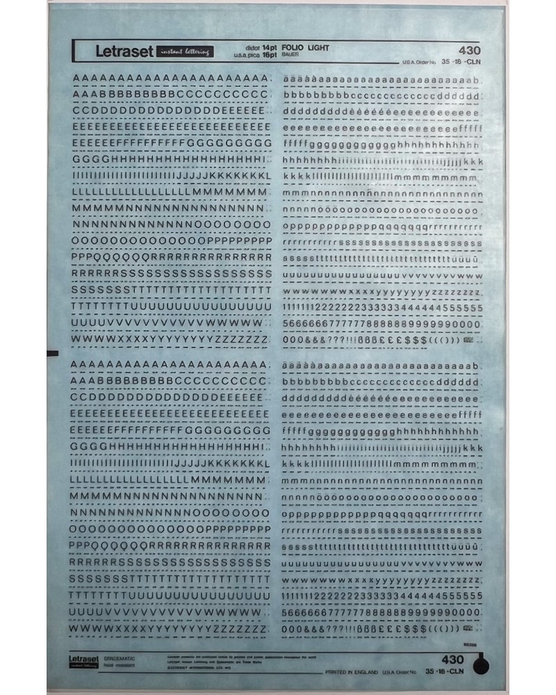 Letraset 430 - FOLIO LIGHT - 14/16pt