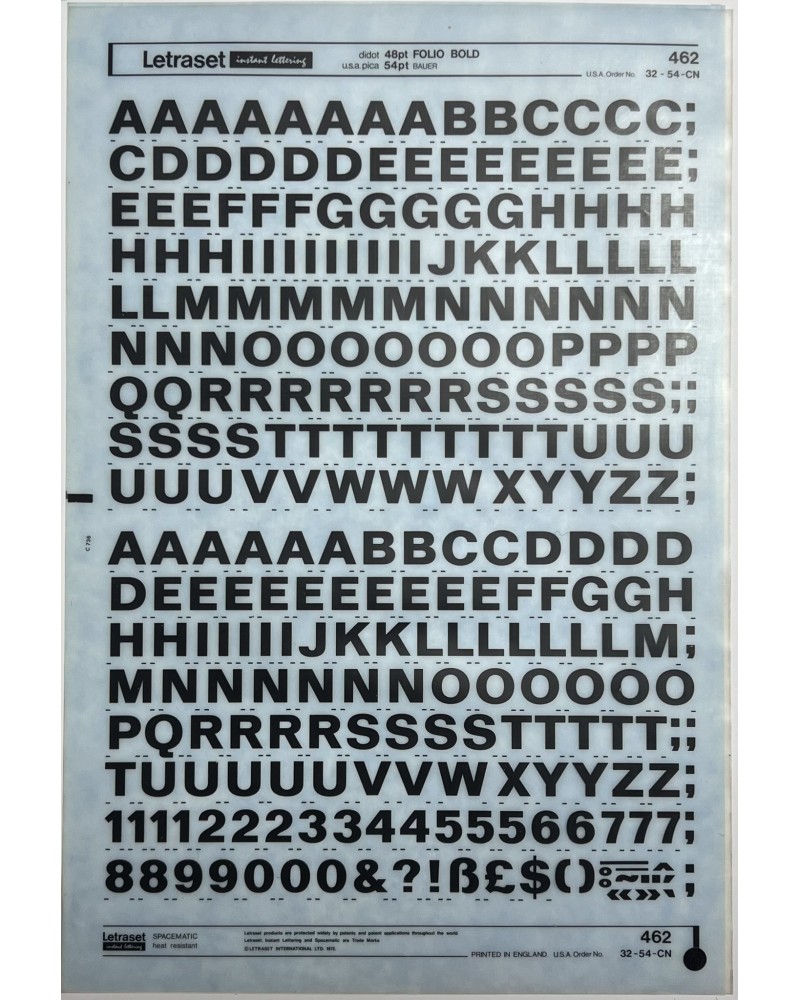 Letraset 462 - FOLIO BOLD - 48/54pt