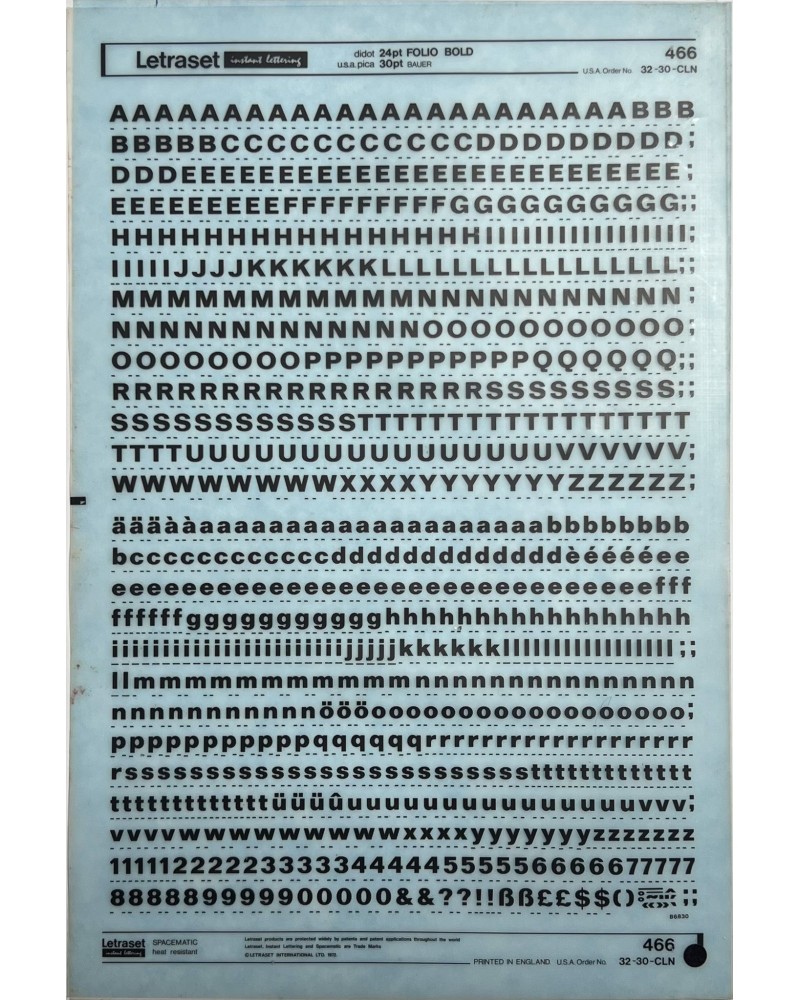 Letraset 466 - FOLIO BOLD - 24/30pt