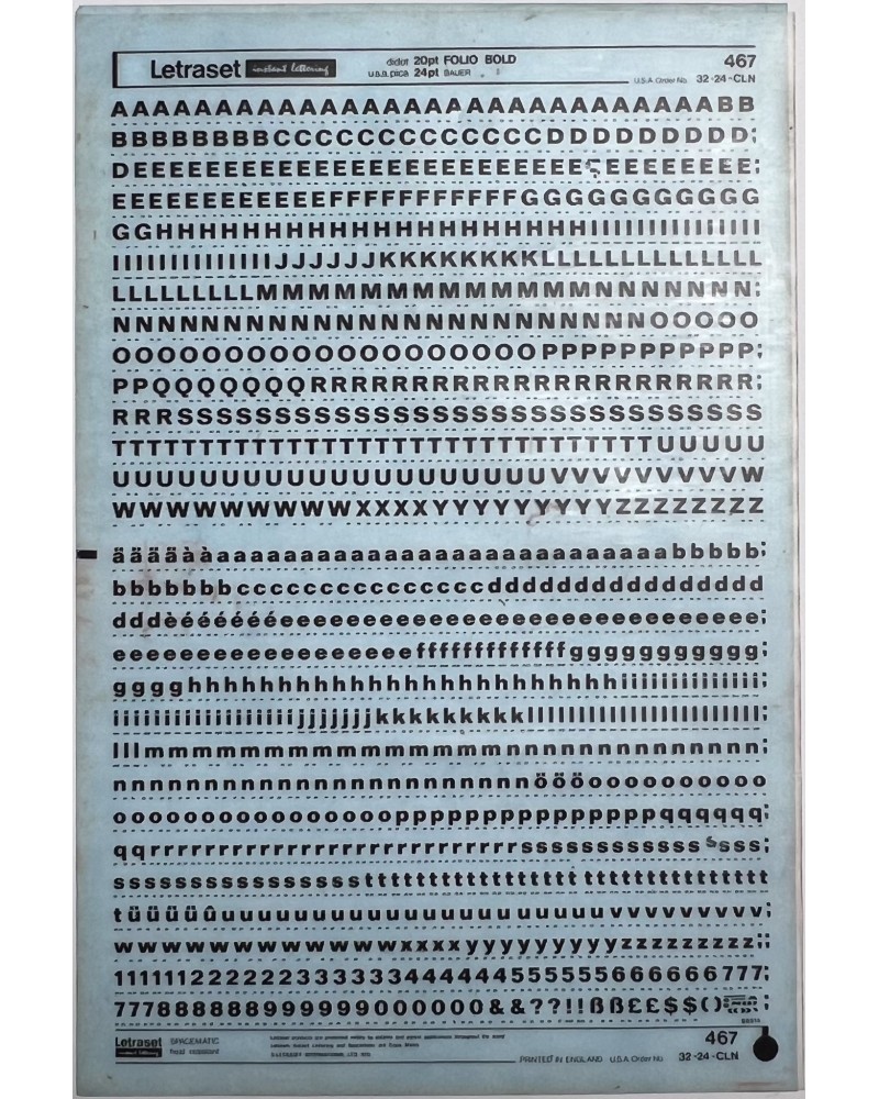 Letraset 467 - FOLIO BOLD - 20/24pt