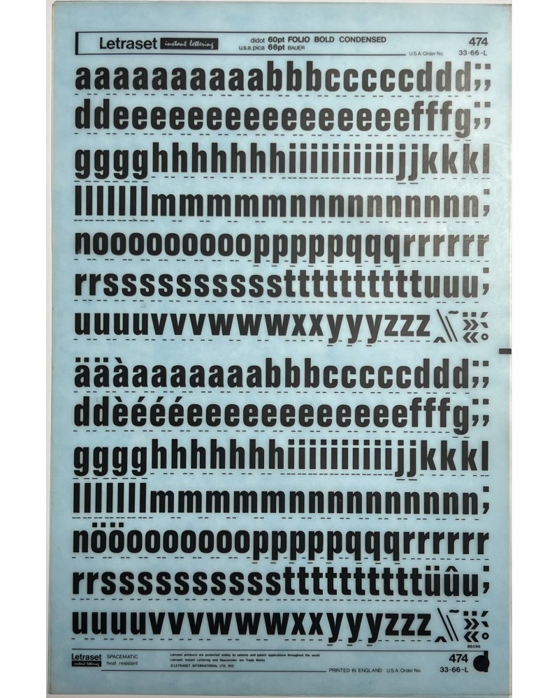 Letraset 474 - FOLIO BOLD CONDENSED - 60/66pt