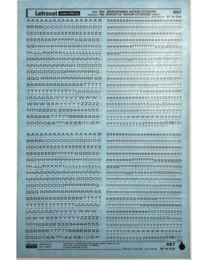 letraset-667- MICROGRAMMA MEDIUM EXTENDED - 12/14pt