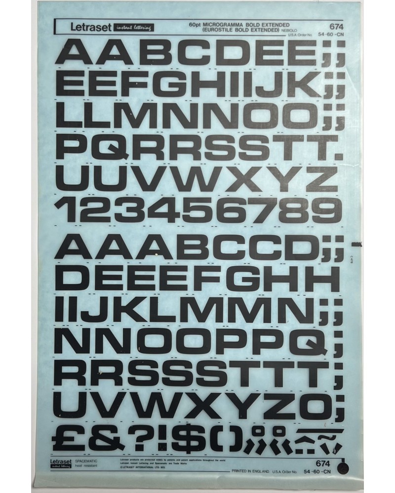 letraset-674- MICROGRAMMA BOLD EXTENDED - 60pt
