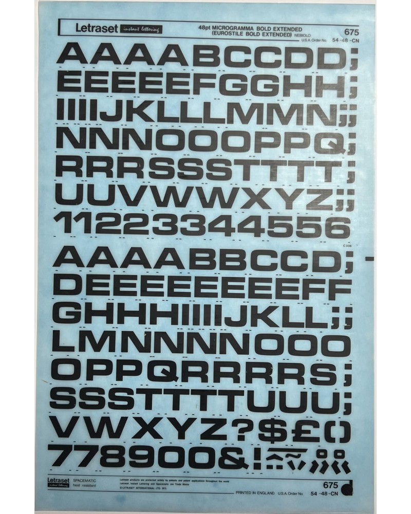 letraset-675- MICROGRAMMA BOLD EXTENDED - 48pt