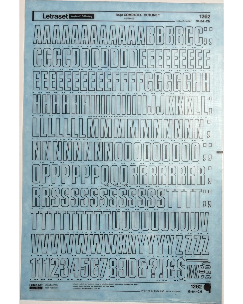 letraset-1262- COMPACTA OUTLINE - 84pt