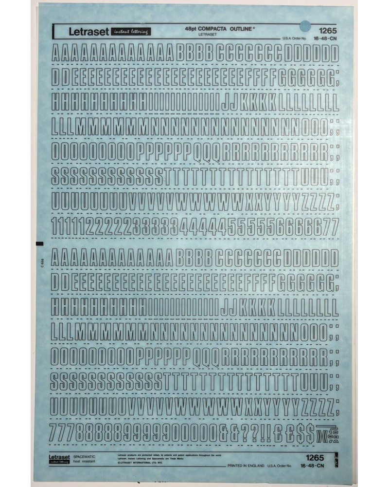 letraset-1265- COMPACTA OUTLINE - 48pt