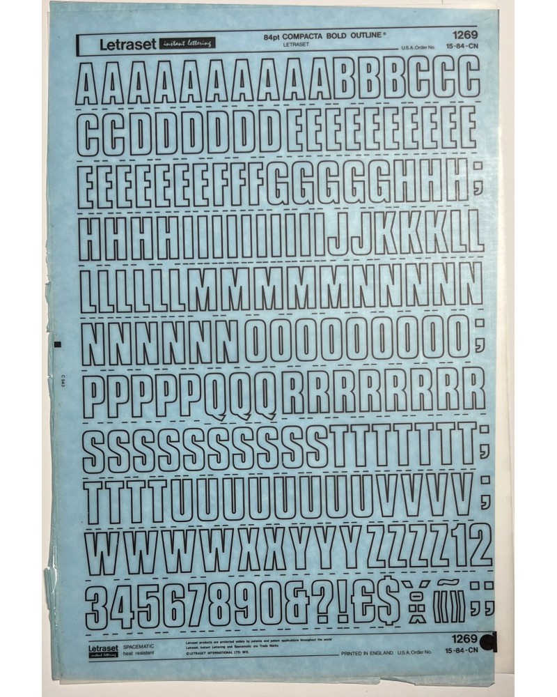letraset-1269- COMPACTA BOLD OUTLINE - 84pt
