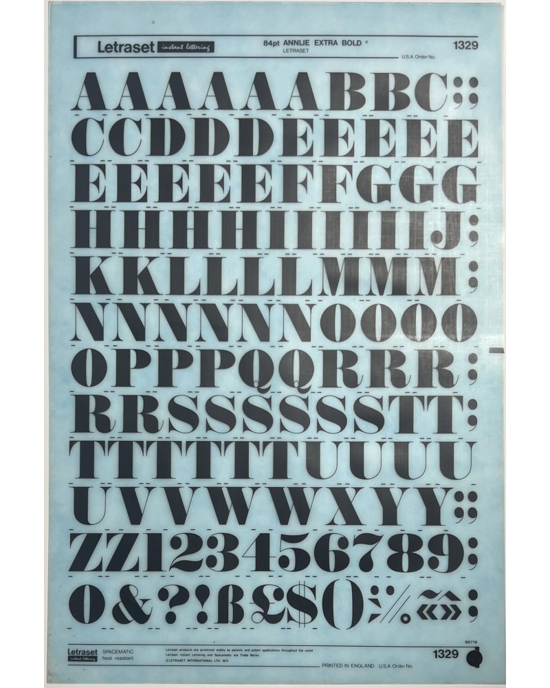 letraset-1329- ANNLIE EXTRA BOLD - 84pt