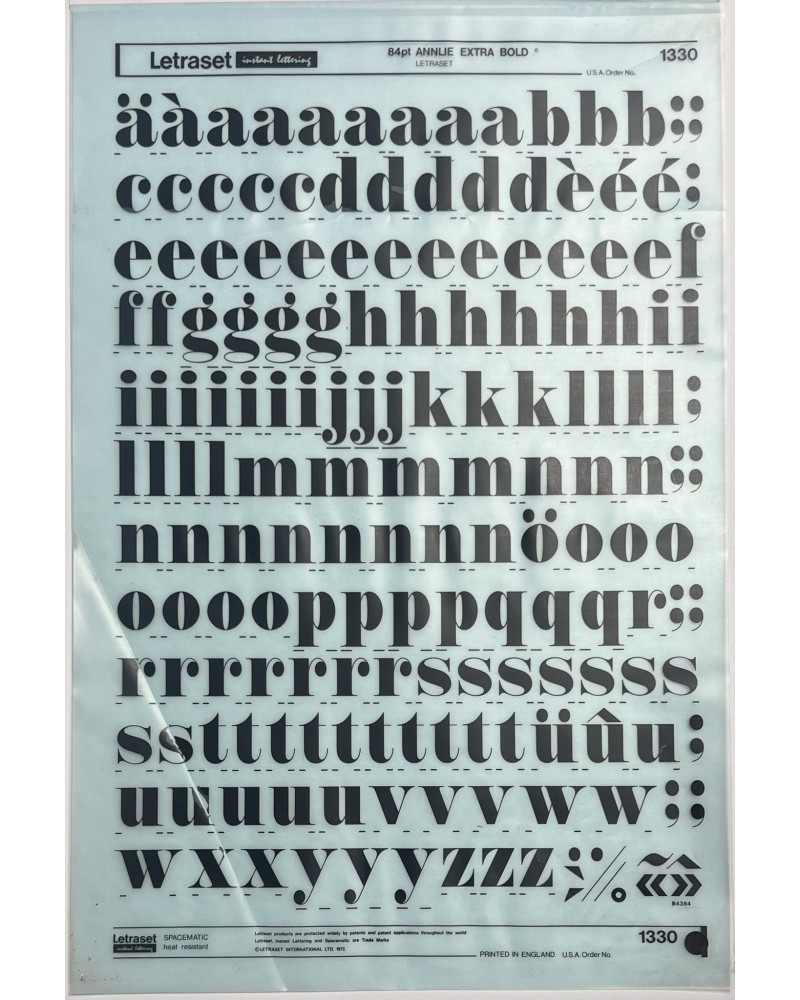 letraset-1330- ANNLIE EXTRA BOLD - 84pt