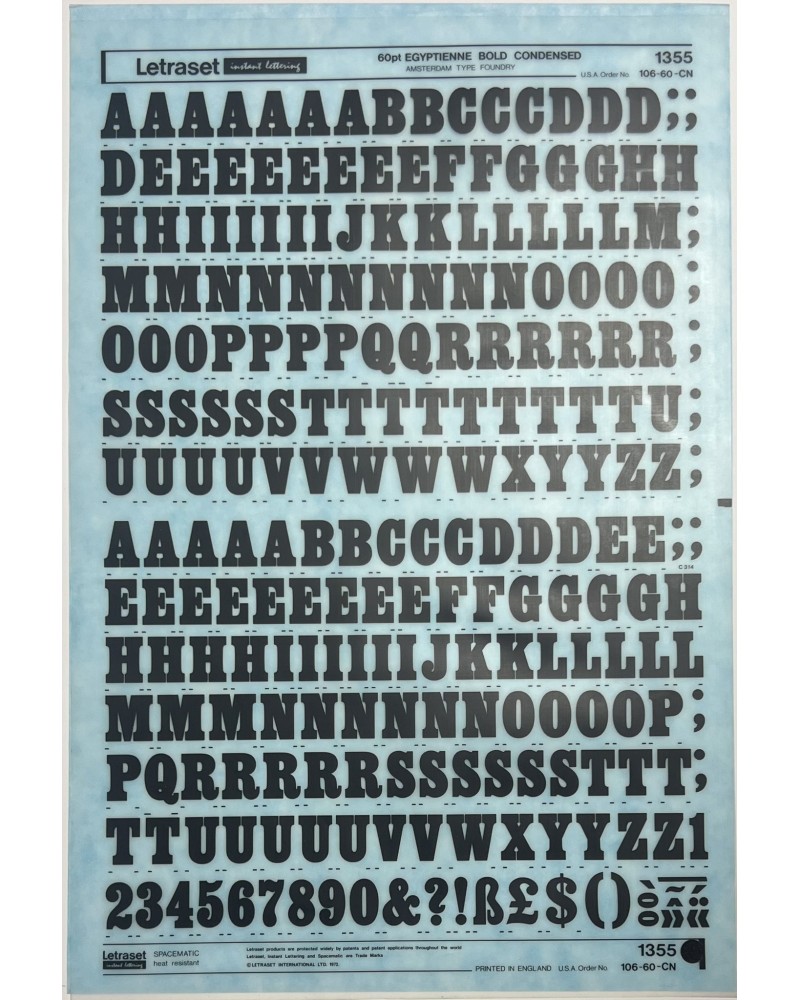 letraset-1355- EGYPTIENNE BOLD CONDENSED - 60pt