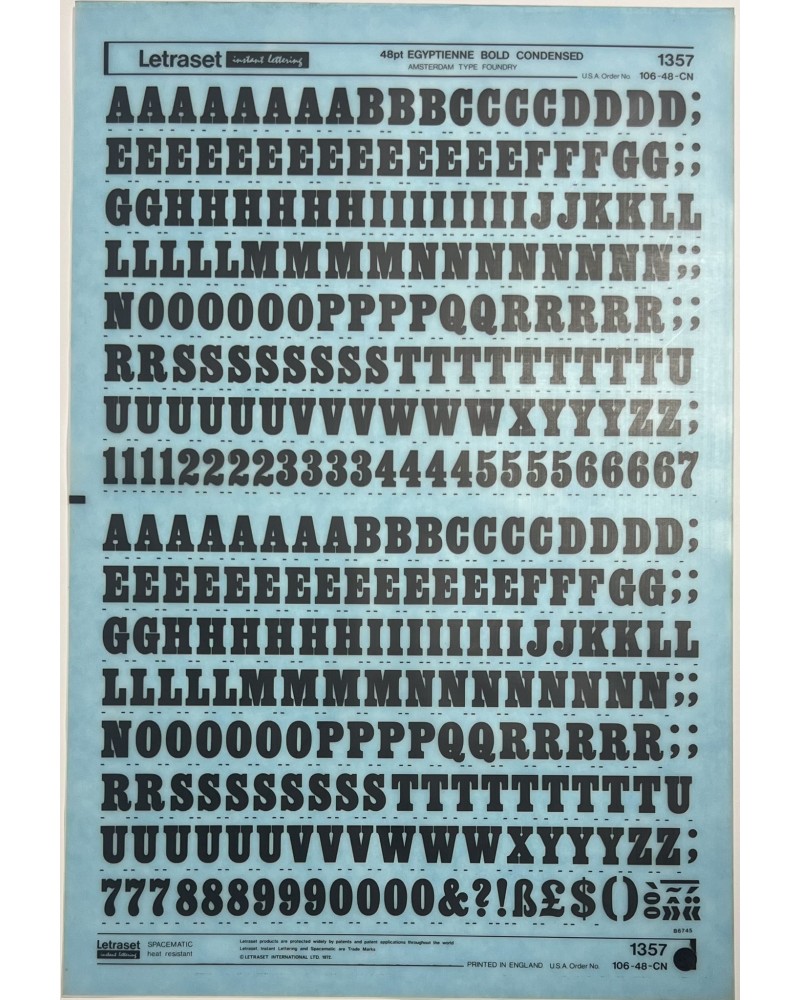 letraset-1357- EGYPTIENNE BOLD CONDENSED- 48pt