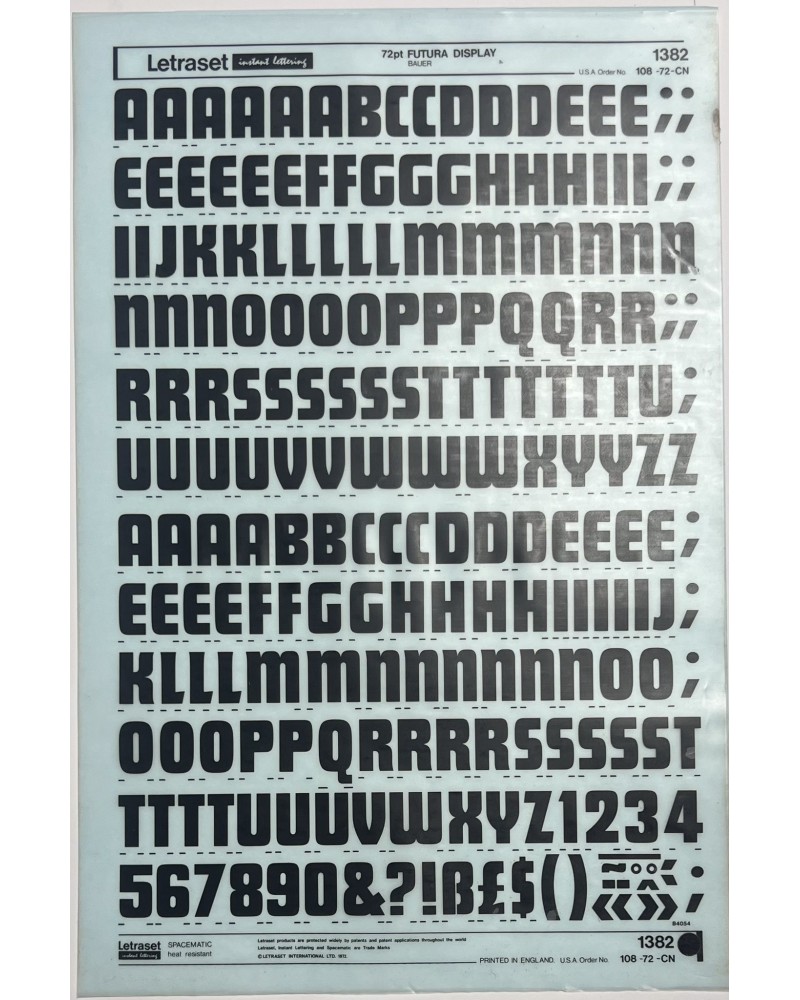 letraset-1382- FUTURA DISPLAY - 72pt