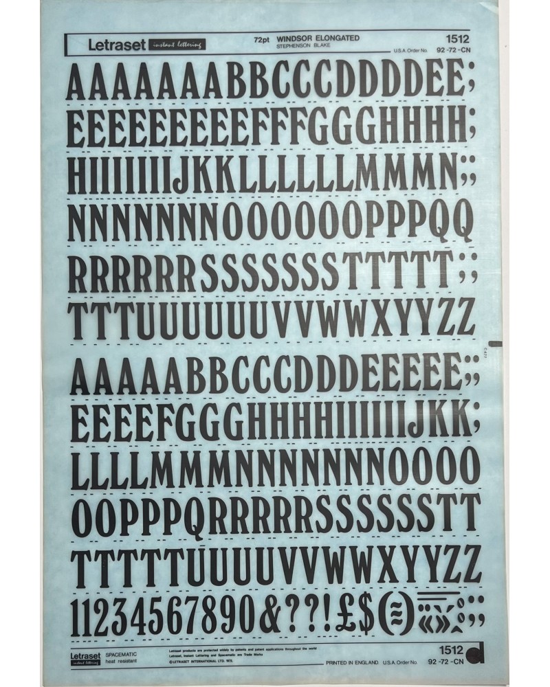 letraset-1512- WINDSOR ELONGATED - 72pt