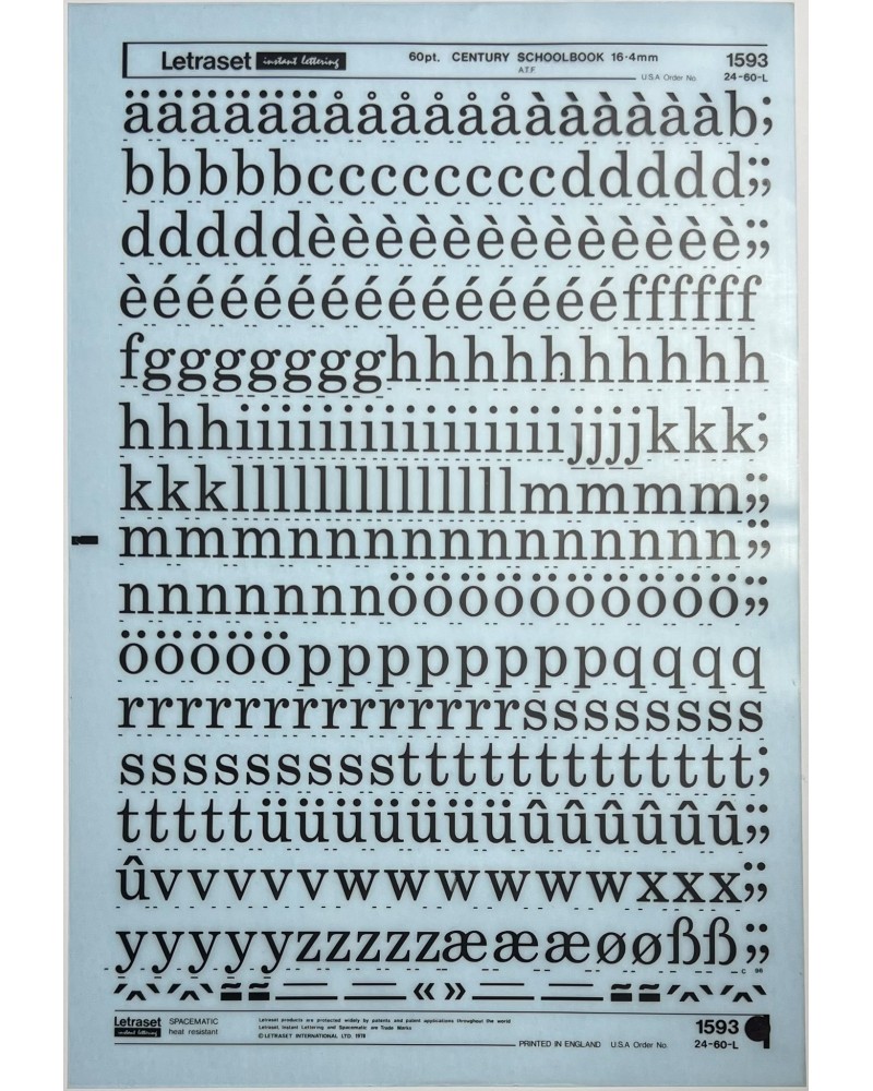 letraset-1593- CENTURY SCHOOLBOOK - 60pt