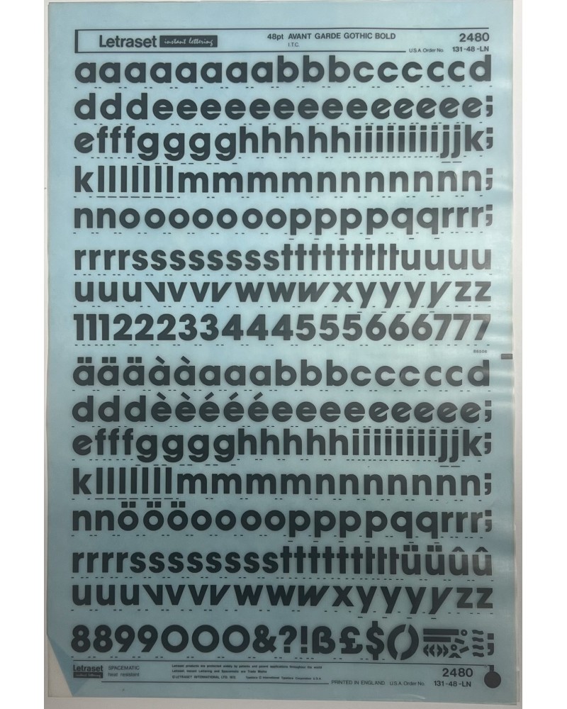 letraset-2480- AVANT GARDE GOTHIC BOLD - 48pt