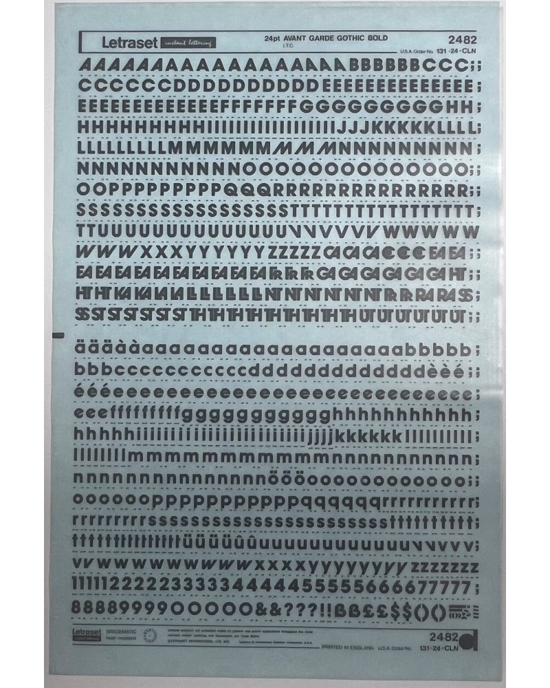 letraset-2482- AVANT GARDE GOTHIC BOLD - 24pt