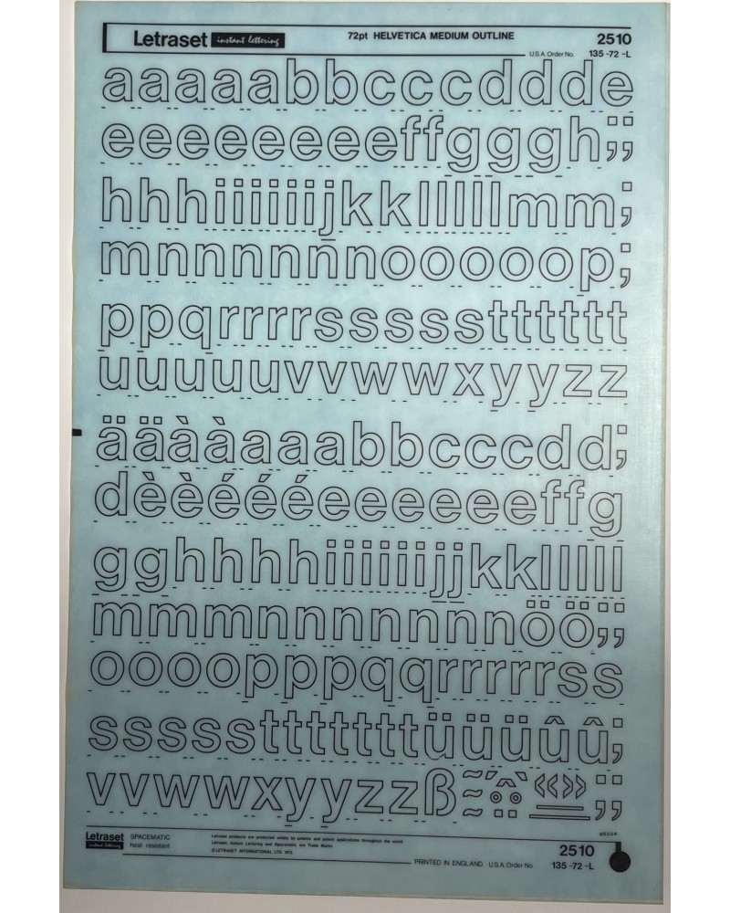 letraset-2510- HELVETICA MEDIUM OUTLINE - 72pt