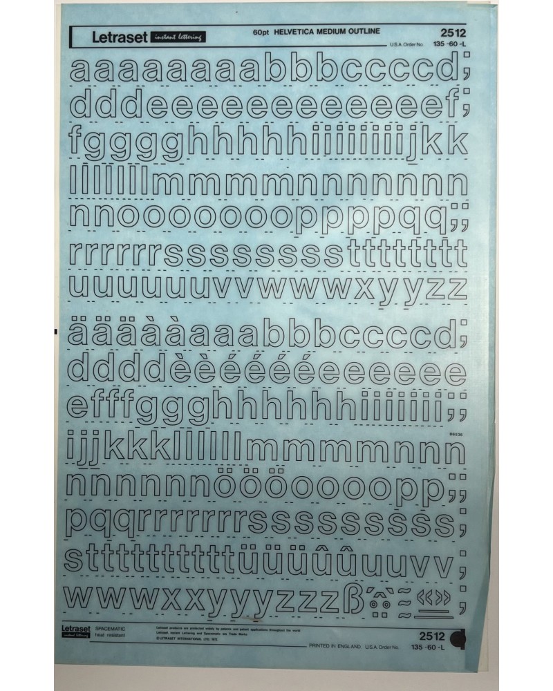 letraset-2512- HELVETICA MEDIUM OUTLINE - 60pt