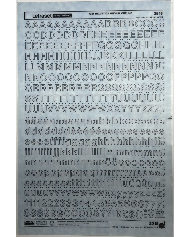 letraset-2515- HELVETICA MEDIUM OUTLINE - 42pt