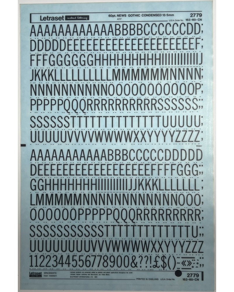 letraset-2779- NEWS GOTHIC CONDENSED -60pt