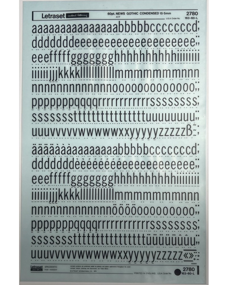 letraset-2780- NEWS GOTHIC CONDENSED -60pt
